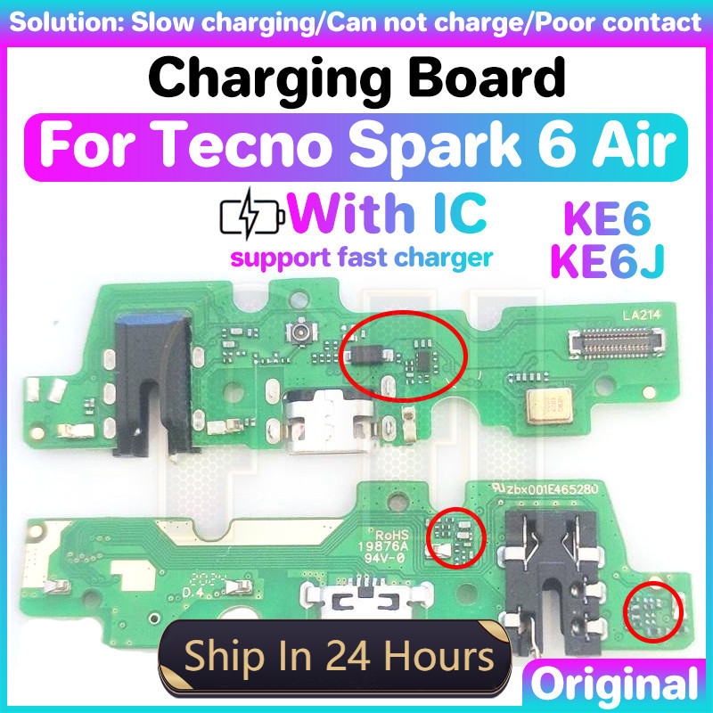 บอร์ดพอร์ตชาร์จ USB สําหรับ Tecno Spark 6 air KE6 KE 6 KE6J พร้อมสายแพ ...