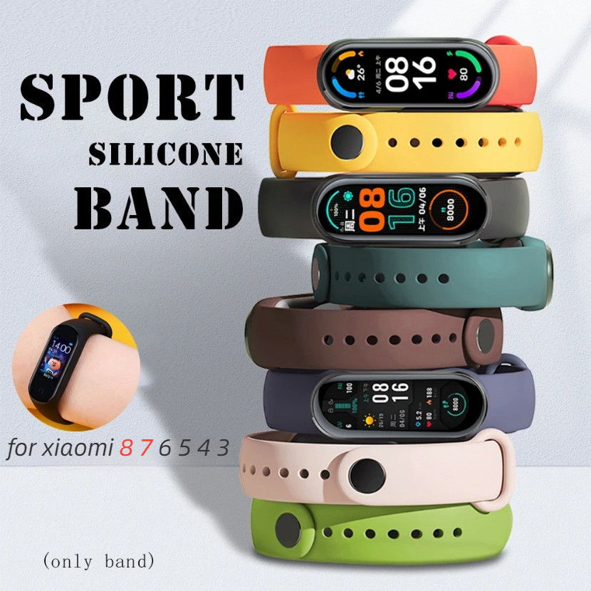 สายรัดซิลิโคนอ่อนนุ่มสําหรับ Xiaomi Mi Band 9 8 7 6 5 4 3 สายรัดข้อมือป้องกันเหงื่อกีฬาเปลี่ยน ...