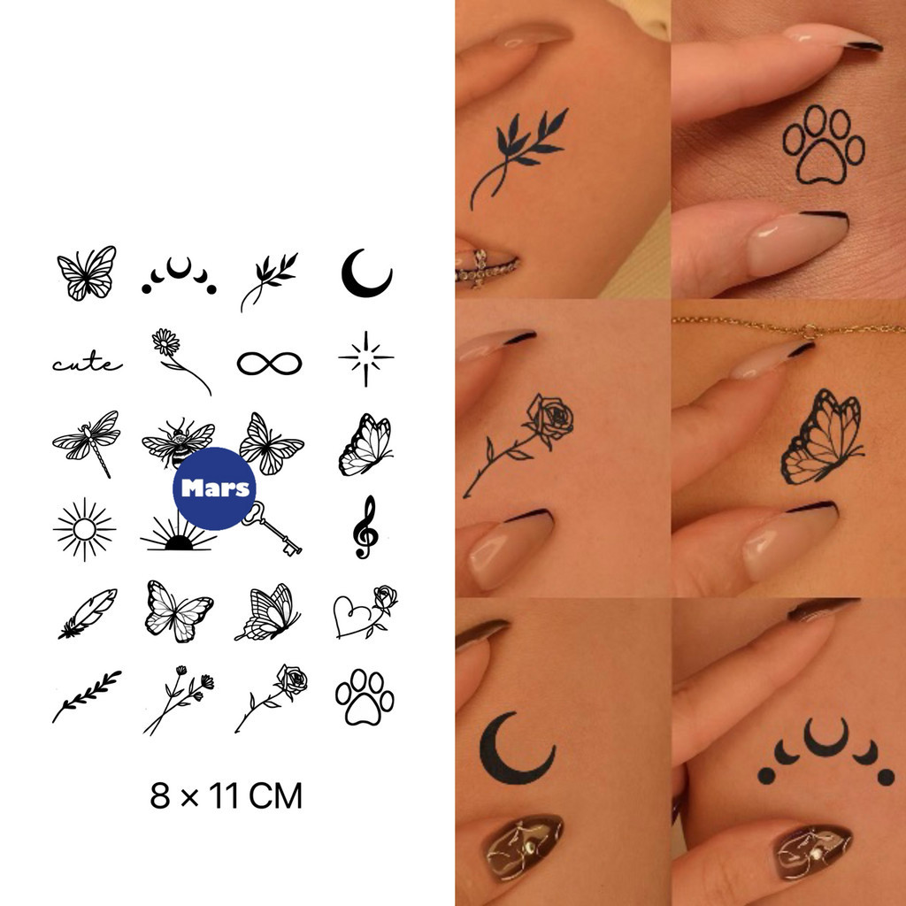 【Mars Tattoo】ใหม่ สติกเกอร์รอยสักชั่วคราว ลายผีเสื้อ ดวงจันทร์ ดาว ดวง ...