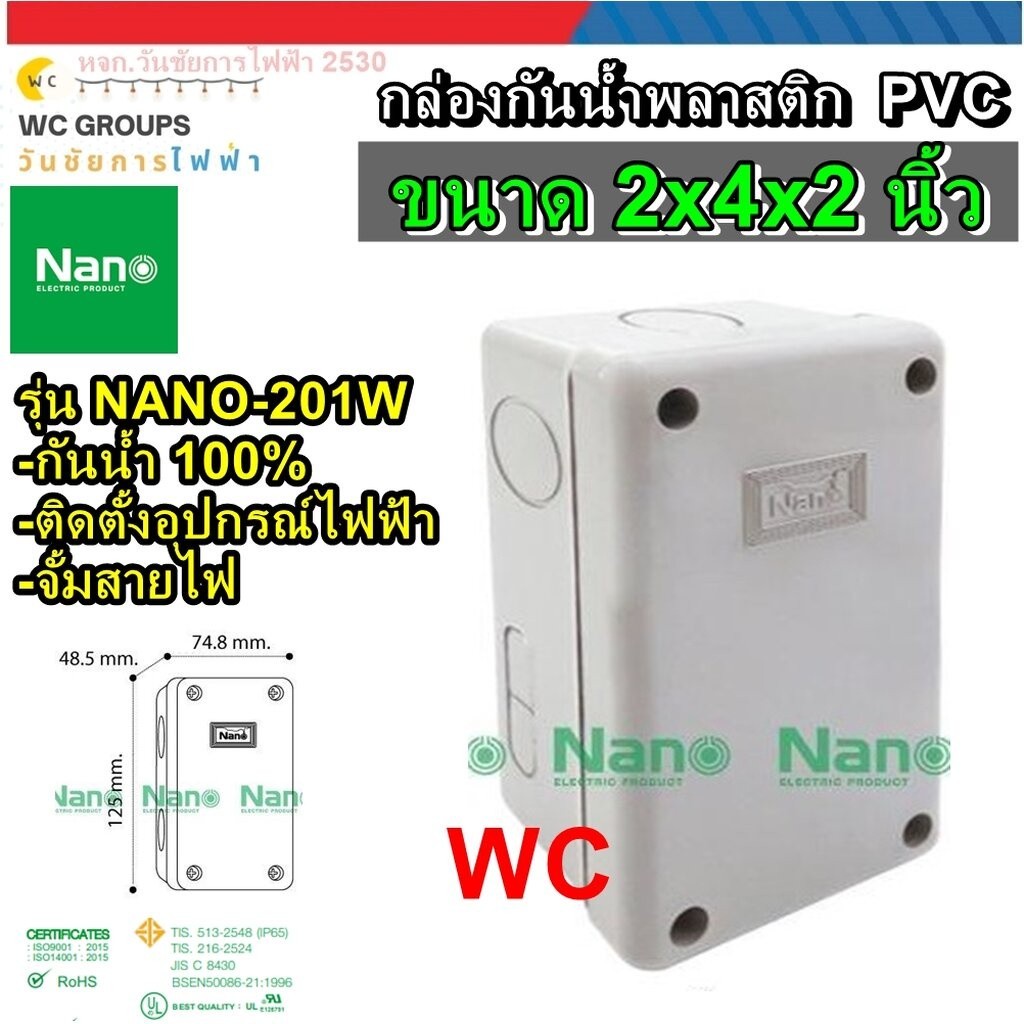 NANO บ๊อกพักสาย กันน้ำพลาสติก ขนาด 2x4 นิ้ว PVC รุ่น NANO-201W สีขาว | Shopee Thailand