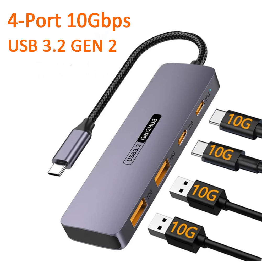อะแดปเตอร์ฮับ USB C HUB 10Gbps Type-C 3.2 GEN 2 USB C เป็น USB 2A 2C ...