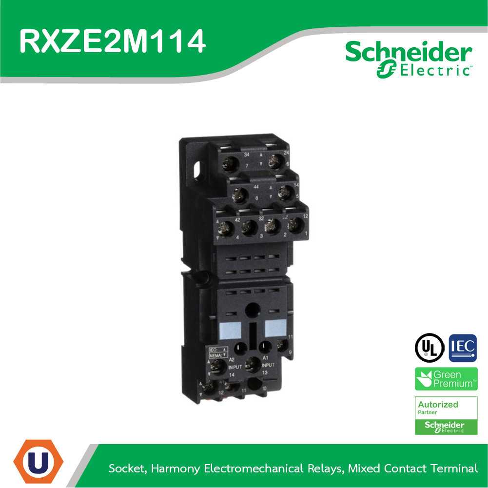 Schneider RXZE2M114 ขาเสียบสำหรับรุ่น 4คอนแทคสำหรับรุ่น RXM Socket,mixed contact,relay type ...