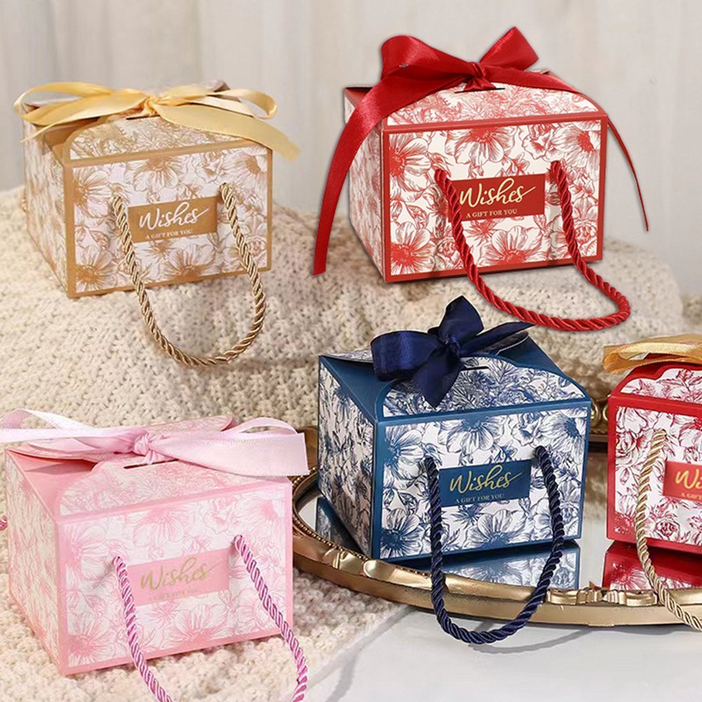 SC Paper-Pack กล่องของขวัญ ลายดอกไม้+ริบบิ้น ขนาด 8.3x10.5x7.2cm (1 ใบ ...