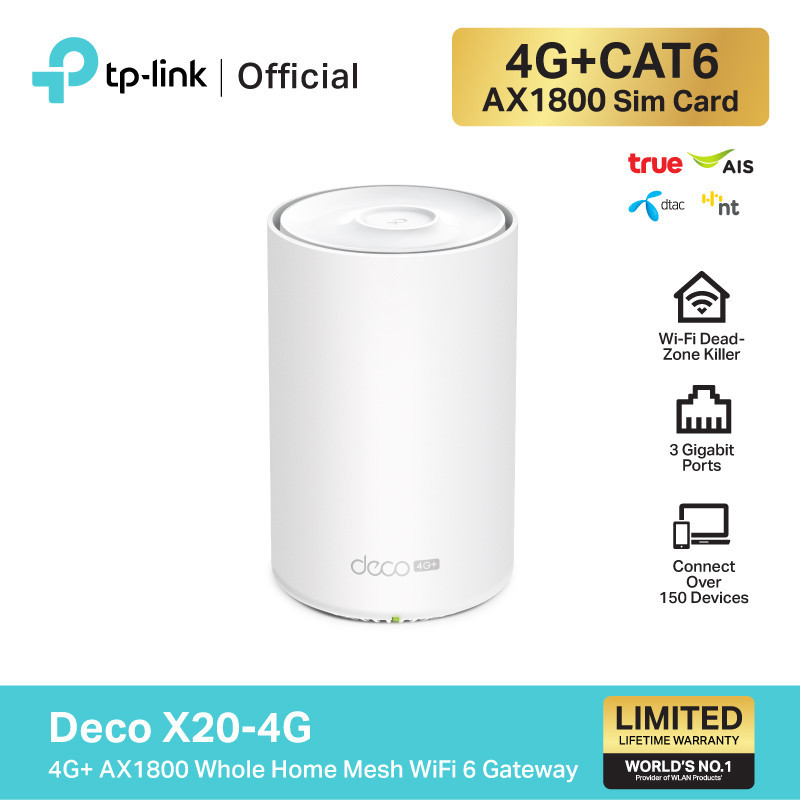 TP-Link Deco X20-4G เราเตอร์ Mesh รุ่นใส่ซิม 4G+ AX1800 Whole Home Mesh ...