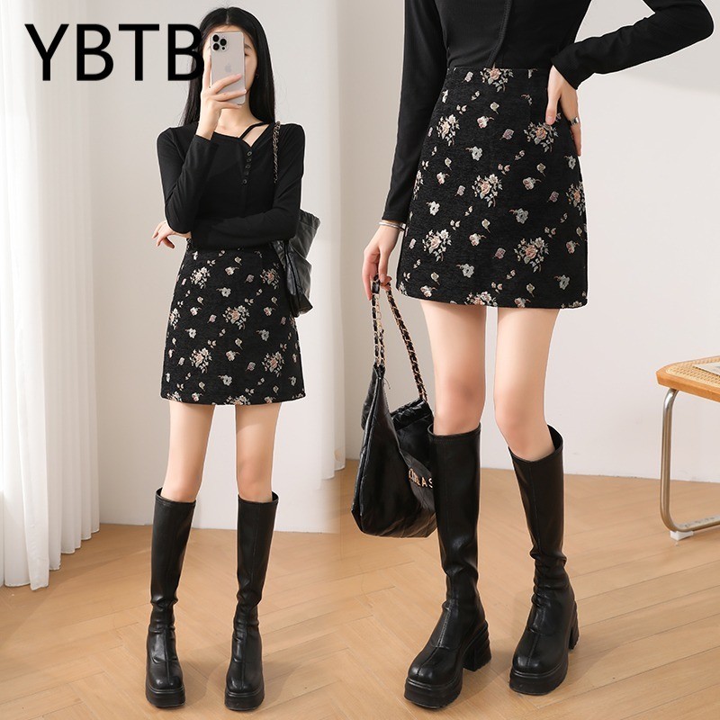 Ybtb ใหม่ กระโปรงผ้าแจ็คคาร์ด ลายดอกไม้ สีทอง 6119 | Shopee Thailand