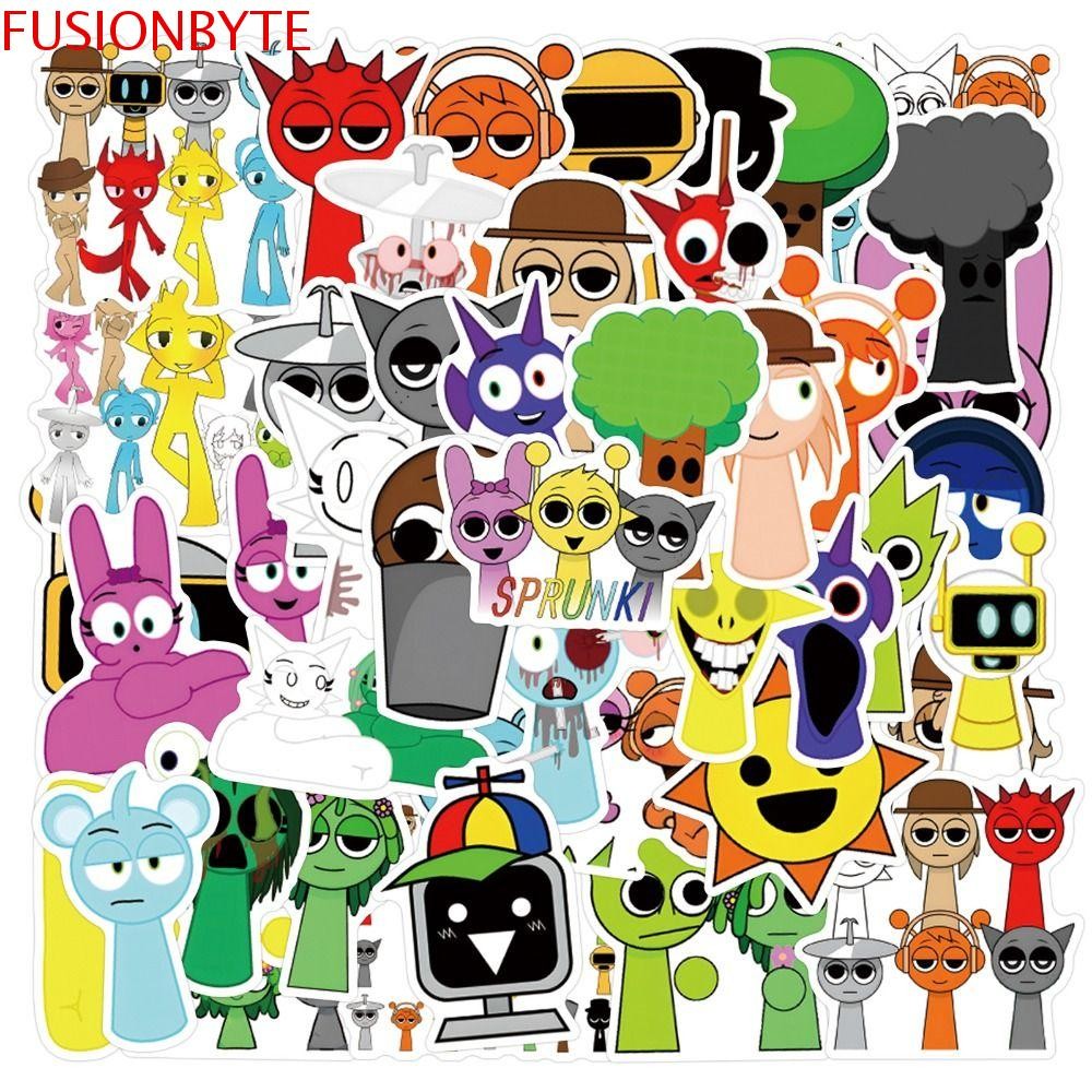 Fusionbyte 55 ชิ้น/เซ็ต Incredibox Sprunki สติกเกอร์, PVC Oren Wenda เกม Graffiti DIY สมุดภาพ ...