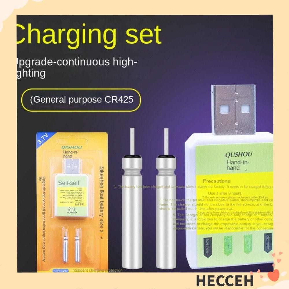 Hecceh เครื่องชาร์จ USB, CR425 4 หลุมแบตเตอรี่ลอยตกปลา, Hot Luminous Bobber Lake River ทุ่นไฟฟ้า ...