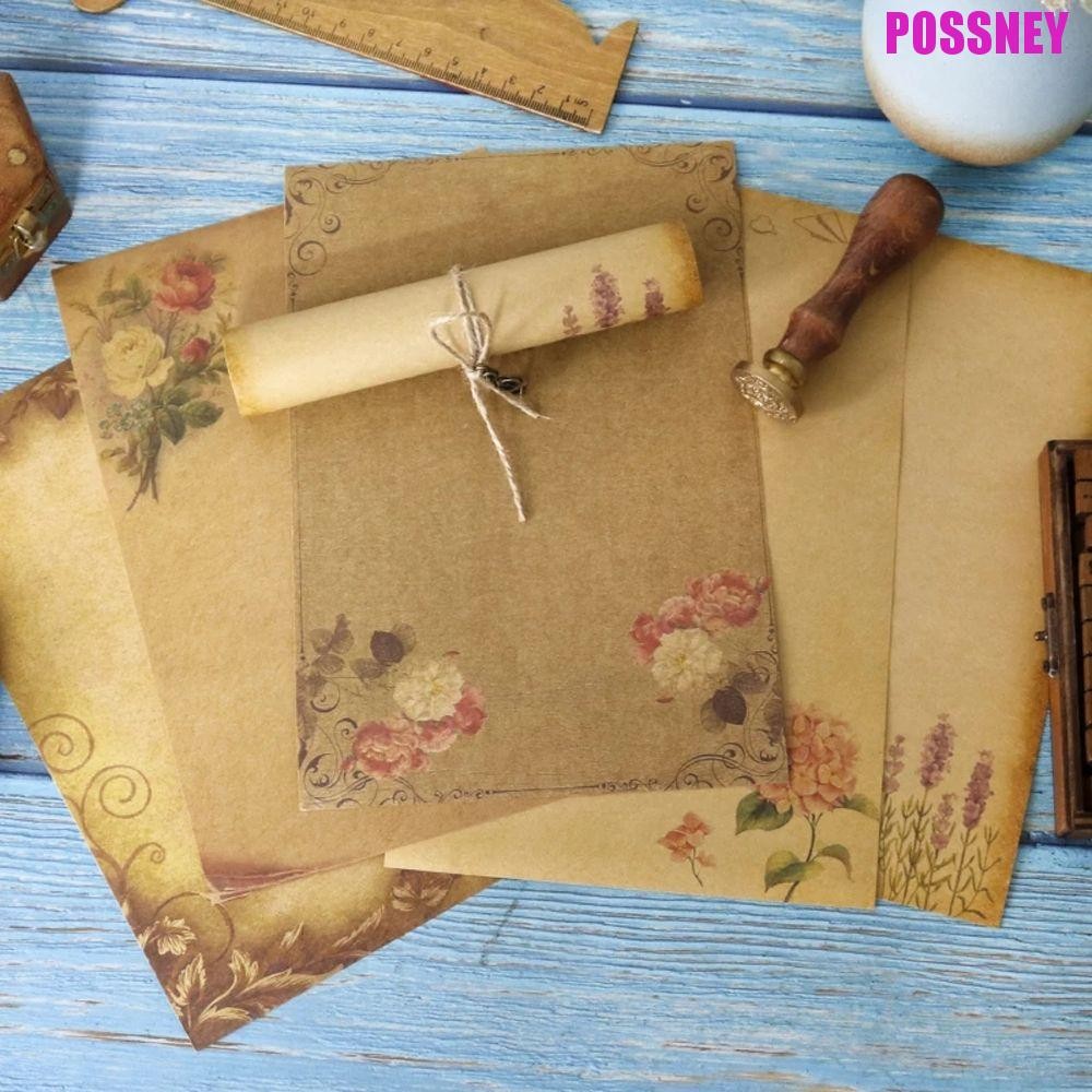 Possney Vintage Kraft Paper Letter Pad 8 แผ่นสีน้ําตาล Letterform ...