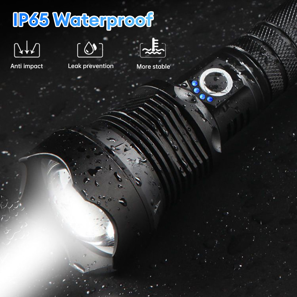 Xhp90 มีประสิทธิภาพมากที่สุด 25000000Lm ไฟฉาย LED ชาร์จ USB ซูมได้ ...