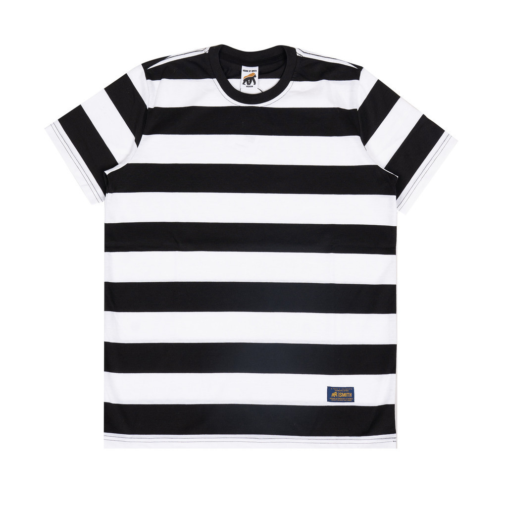 เสื ้ อยืดแขนสั ้ นผู ้ ชาย House of Smith - Basic Stripe Black White | Shopee Thailand
