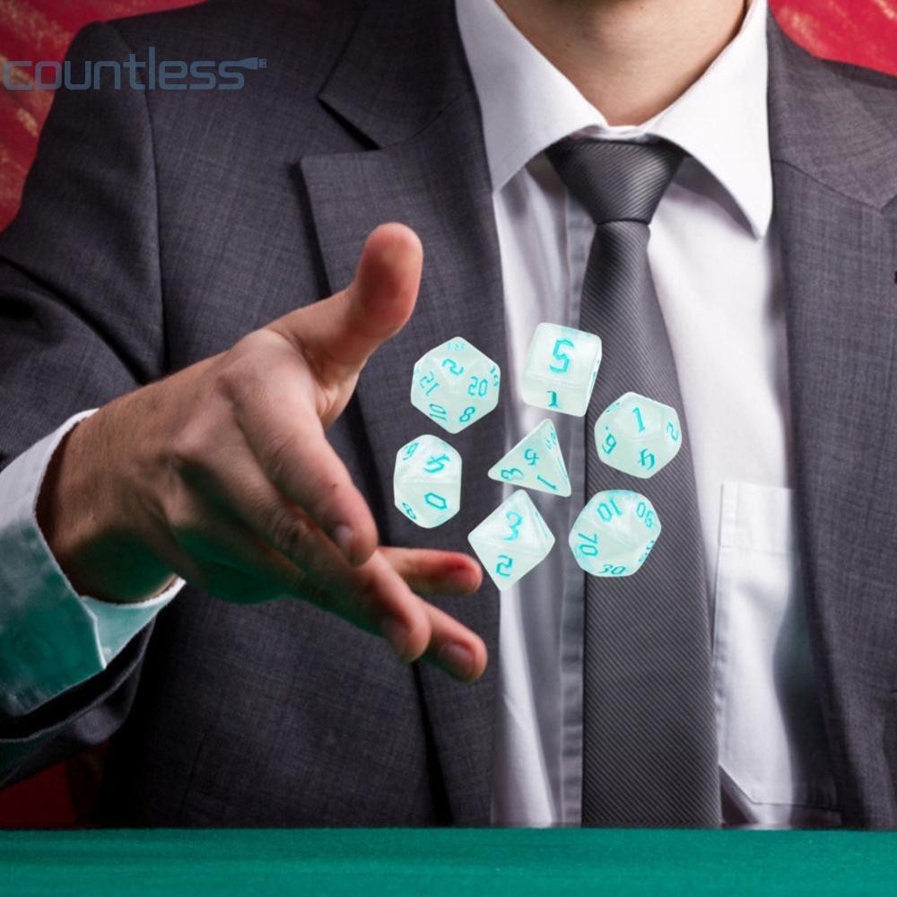 ชุดลูกเต๋า เปลี่ยนสีได้ D4 D6 D8 D10 D12 D20 TRPG (สีฟ้า) 7 ชิ้น [countless.th] | Shopee Thailand