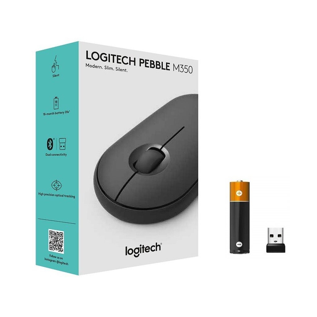 เม้าส์ไร้เสียง ⚡️กรุงเทพฯด่วน1ชั่วโมง⚡️ LOGITECH PEBBLE M350 BLACK WIRELESS&BLUETOOTH เม้าส์ไร้ ...