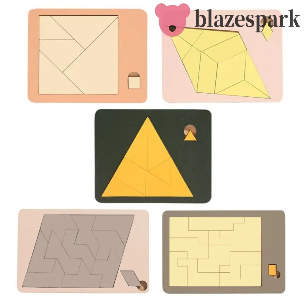 Blazespark ปริศนาไม้เรขาคณิตรูปร่าง 3D ปริศนา Tangram Board Puzzle, จิ๊กซอว์ปริศนาการศึกษา ...