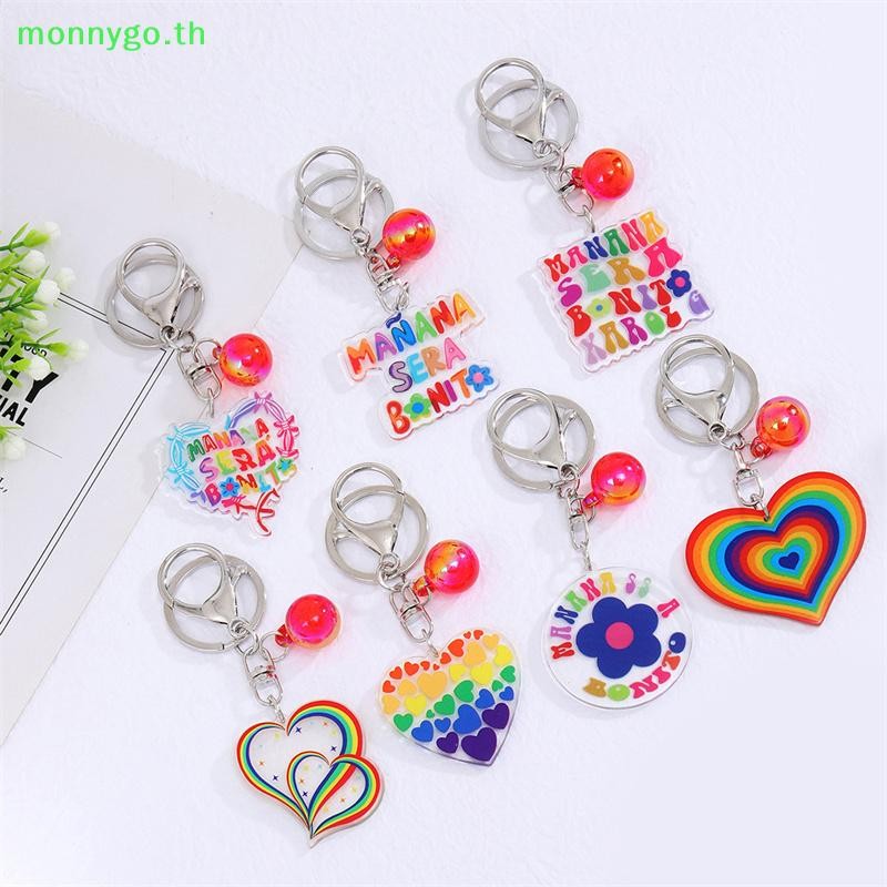 Monnygo การ์ตูนหัวใจที่มีสีสันอะคริลิค Keychian จี้แฟชั่นประณีต ...