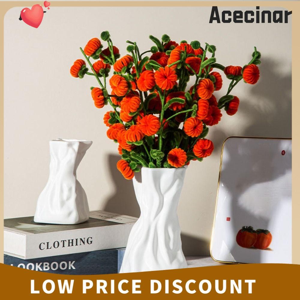 Acecinar แจกันดอกไม้สีขาว,เลียนแบบเซรามิค Nordic Modern Hydroponics พืช ...