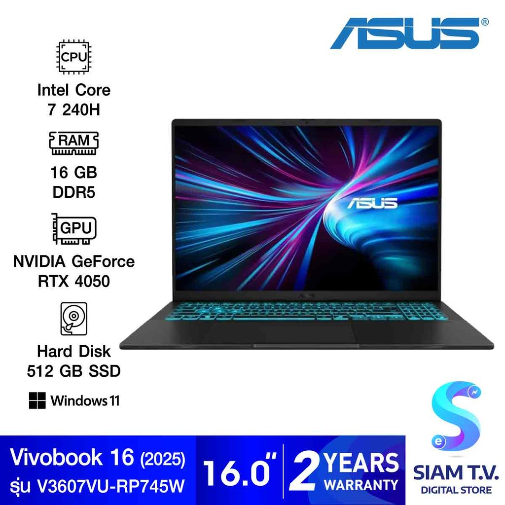 NOTEBOOK (โน้ตบุ๊ค) ASUS VIVOBOOK 16 V3607VU-RP745W (MATTE BLACK) โดย ...