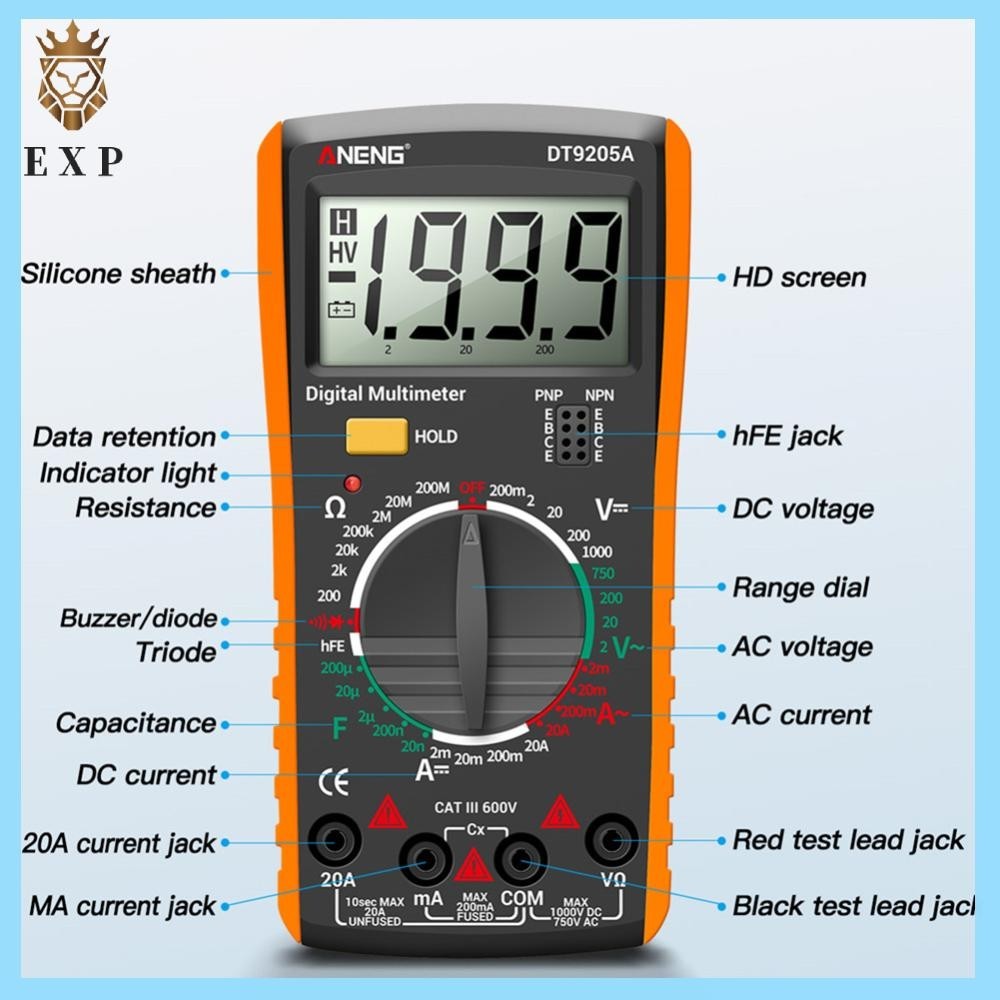 [explosion1.th] Dt9205a มัลติมิเตอร์ดิจิทัล AC DC โวลต์มิเตอร์ แอมมิเตอร์ ประจุกระแสไฟ ทดสอบ ...