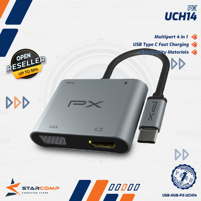 Px UCH14 Type C 3.1 to HDMI VGA USB HUB อะแดปเตอร์แปลง 4 in 1 4K ...