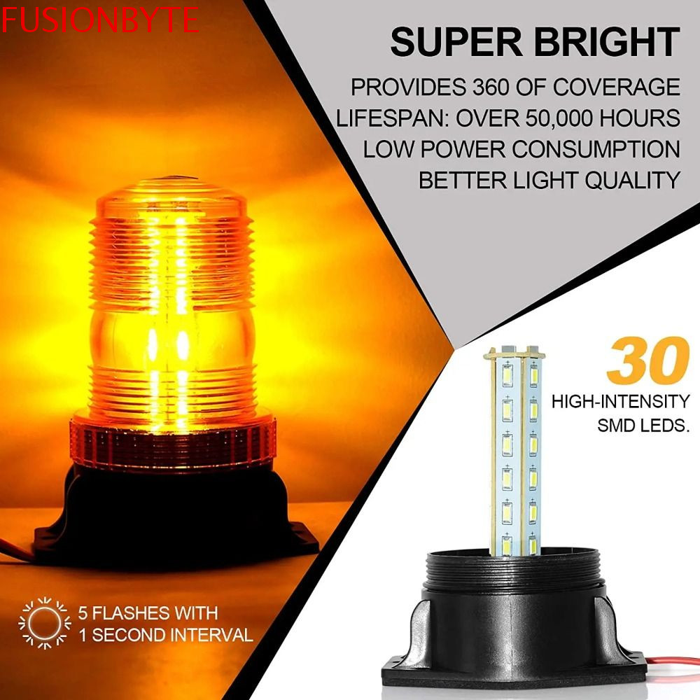 Fusionbyte LED Strobe Light, 12V-24V ความปลอดภัยฉุกเฉินกระพริบ Beacon ไฟ, ไฟเตือนสีแดง/สีฟ้า/สี ...