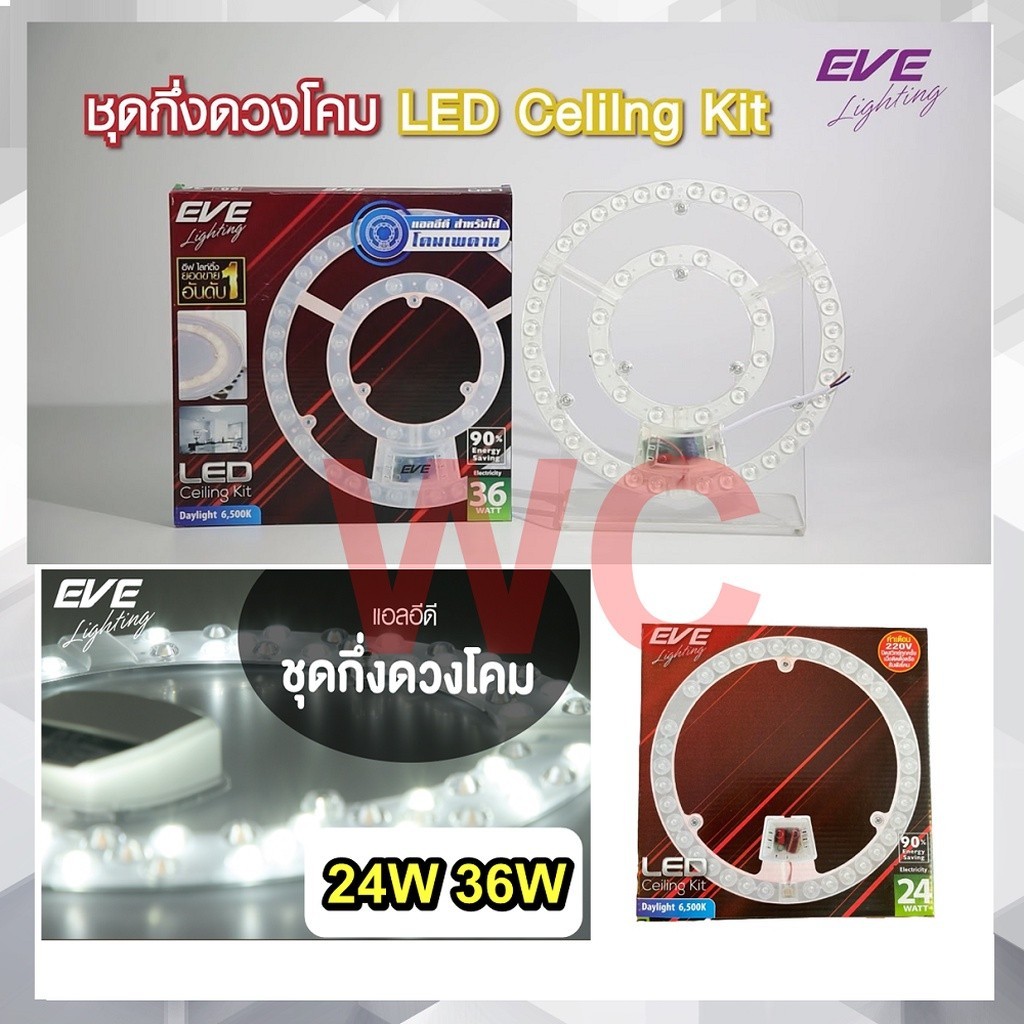 Eve แผงโคมเพดานLED Ceiling Kit แผงไฟ LED 24W 36W Daylight ยี่ห้อ EVE ...