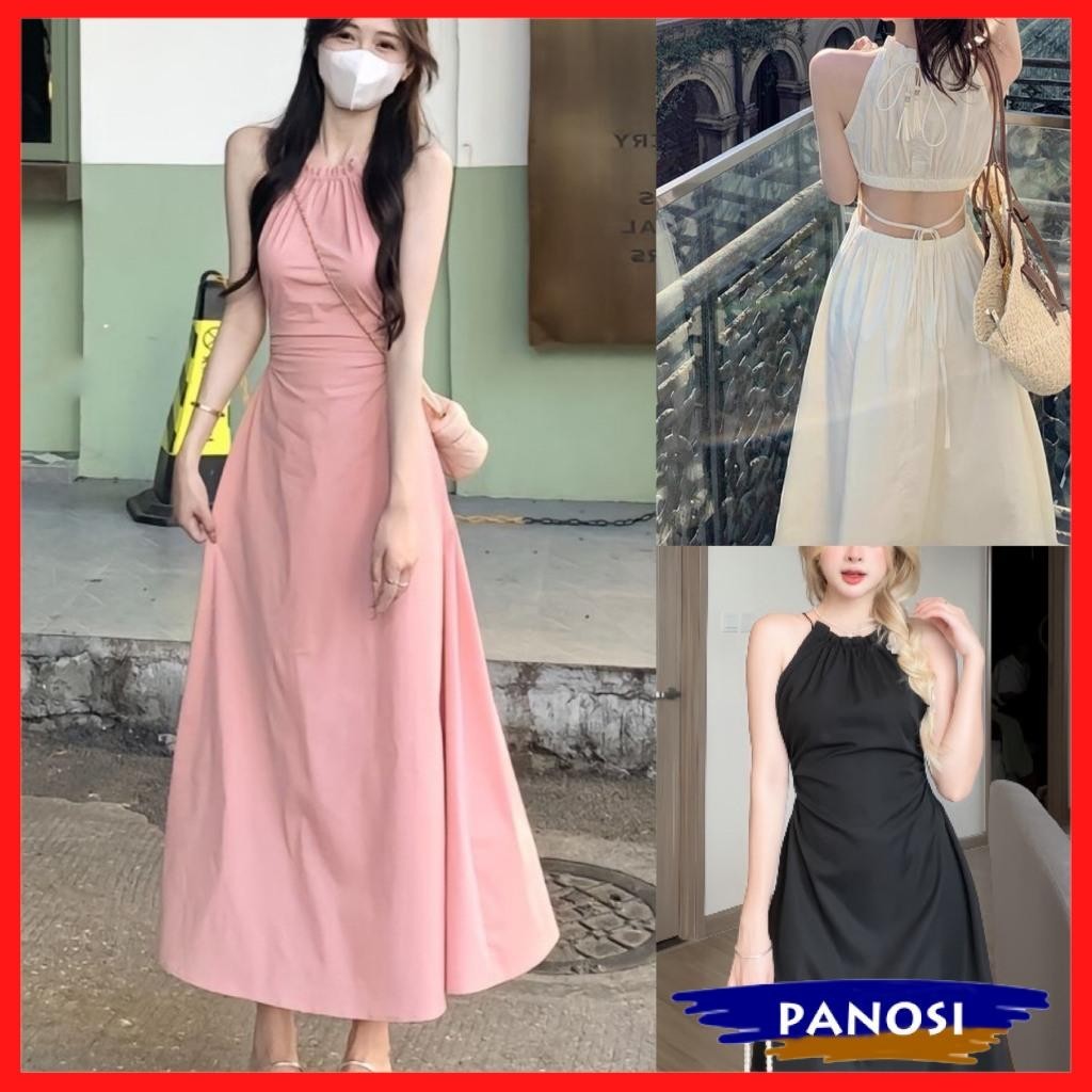 เดรสยาวสายเดี่ยวแม็กซี่เดรสยาวคล้องคอ ladylike คุณภาพสวย V890 PANOSI | Shopee Thailand