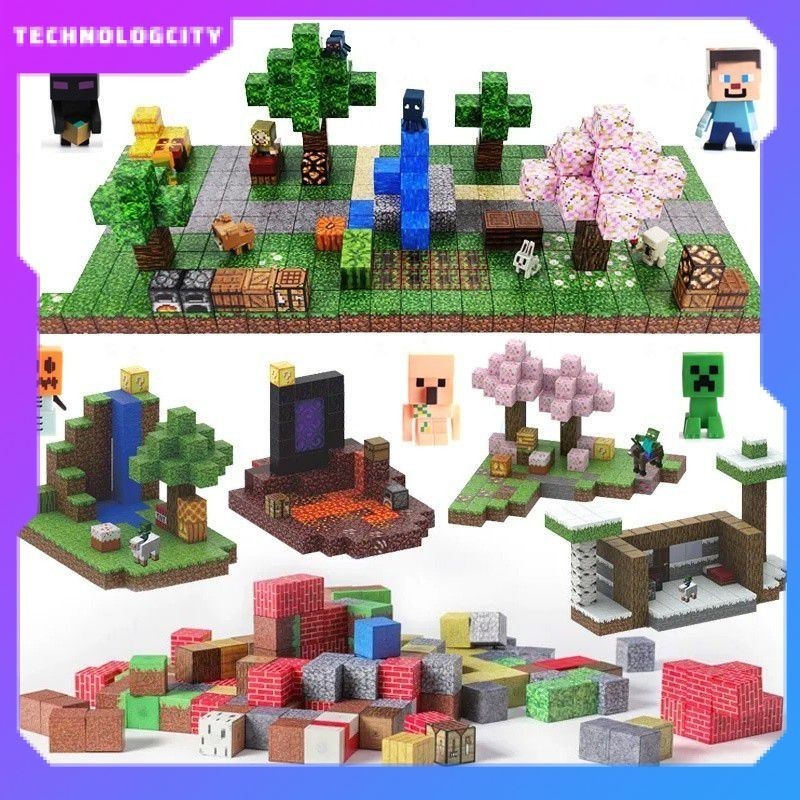 บล็อกตัวต่อแม่เหล็ก รูป Minecraft ขนาด 2 ซม. ของเล่นเสริมการเรียนรู้ ...