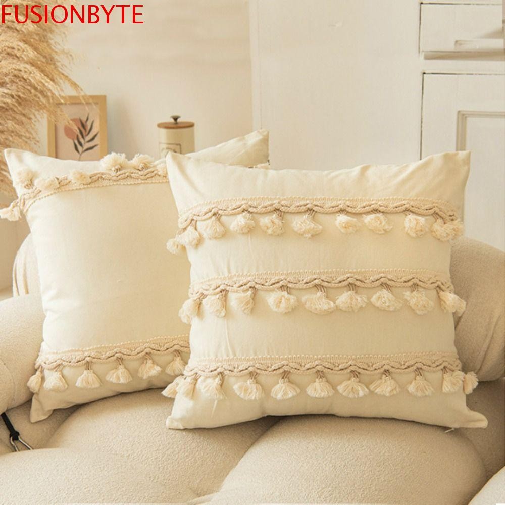 Fusionbyte พู่โยนปลอกหมอน,ผ้าฝ้าย INS สไตล์โยนปลอกหมอน,สบายนุ่มสแควร์ 45x45 ซม.ปลอกหมอนอิงห้อง ...