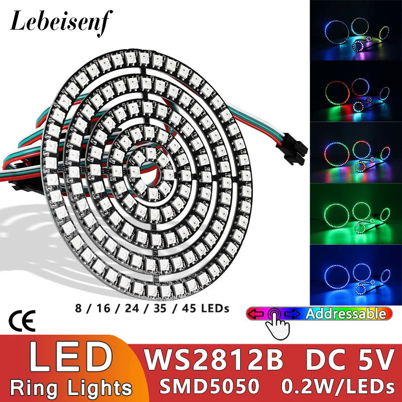 Led Angel Eye Light แหวน 8 16 24 35 45 พิกเซลโคมไฟ SMD 5050 WS2812B ใน ...