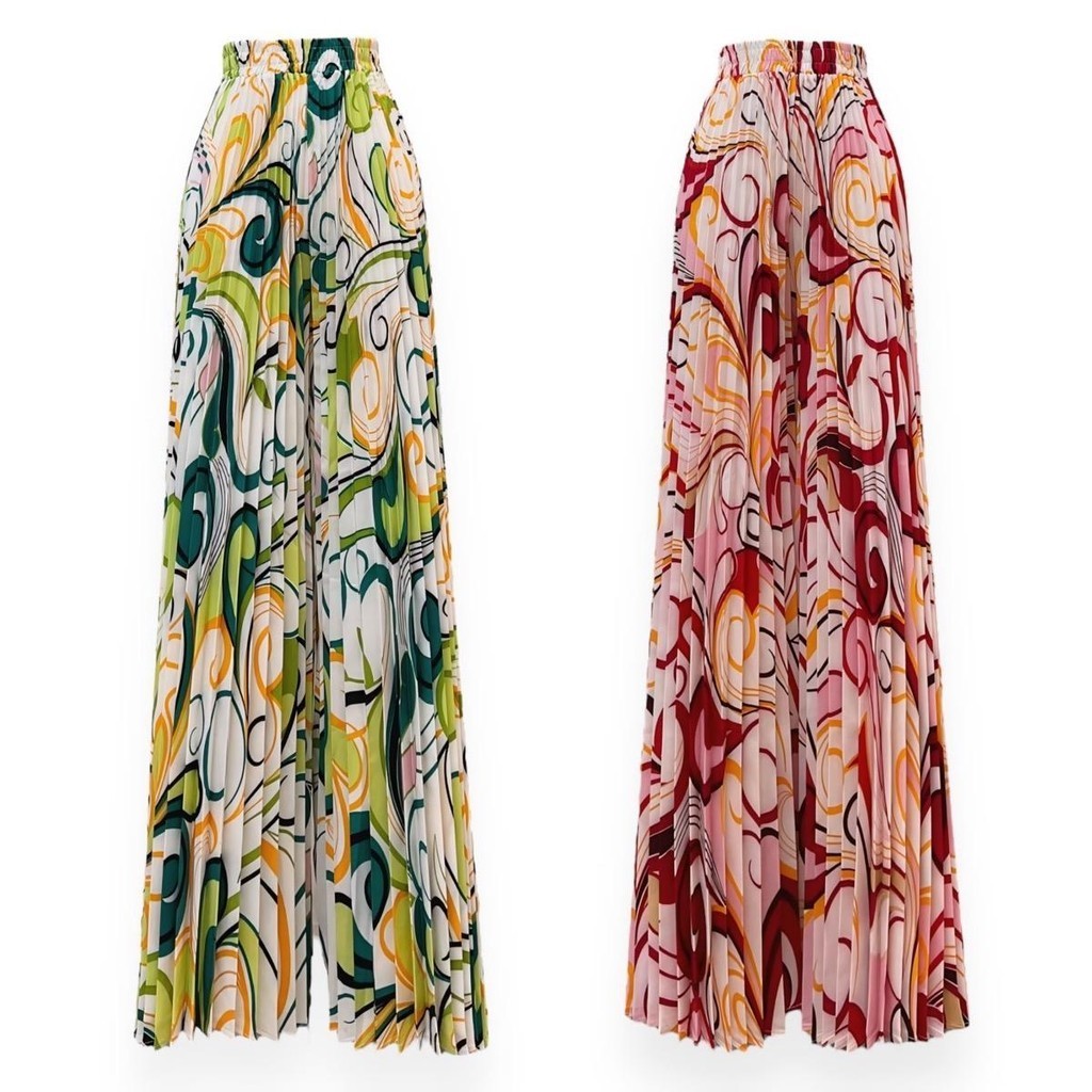 กางเกงขายาวอัดพลีท แฟชั่นผู้หญิง เอวยืดได้ ฟรีไซส์ รุ่น LS004 | Shopee ...