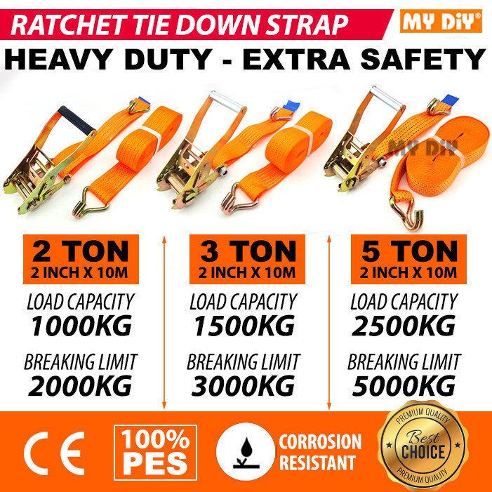 Diy Online4u - HEAVY DUTY RATCHET TIE DOWN STRAP CARGO RATCHET LASHING ...