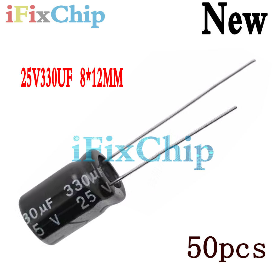 50pcs Higt quality25V330UF 8*12 มม.330UF 25V 8*12 ตัวเก็บประจุไฟฟ้า ...