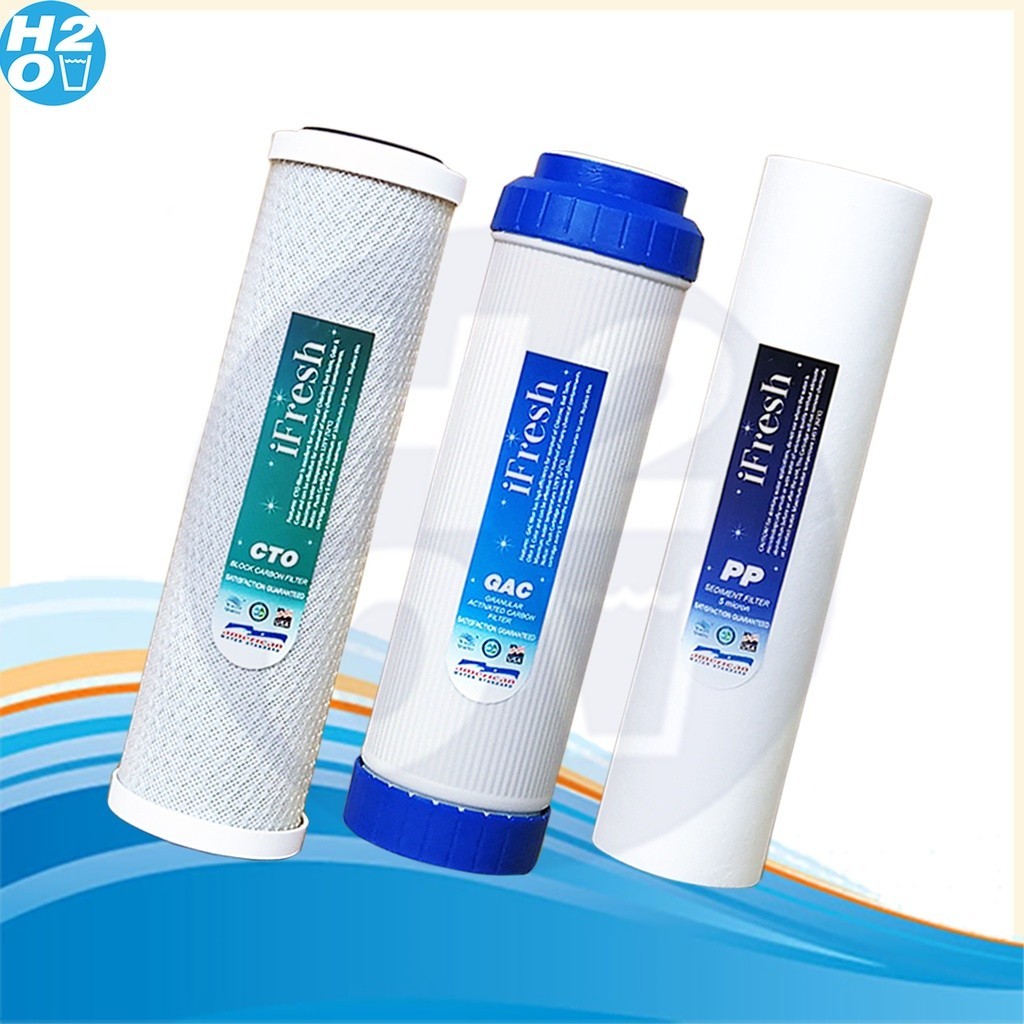 ไส้กรองน้ำ iFresh ไส้กรองน้ำ 5ขั้นตอน 10นิ้ว 3ไส้ PP/เกร็ดคาร์บอน/คาร์บอนบล๊อก สำหรับเครื่องกรอง ...