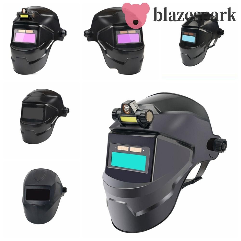Blazespark หน้ากากเชื่อม, หมวกเชื่อมพลังงานแสงอาทิตย์สีจริงลดแสงอัตโนมัติ, กันตก 130℃ บด ...