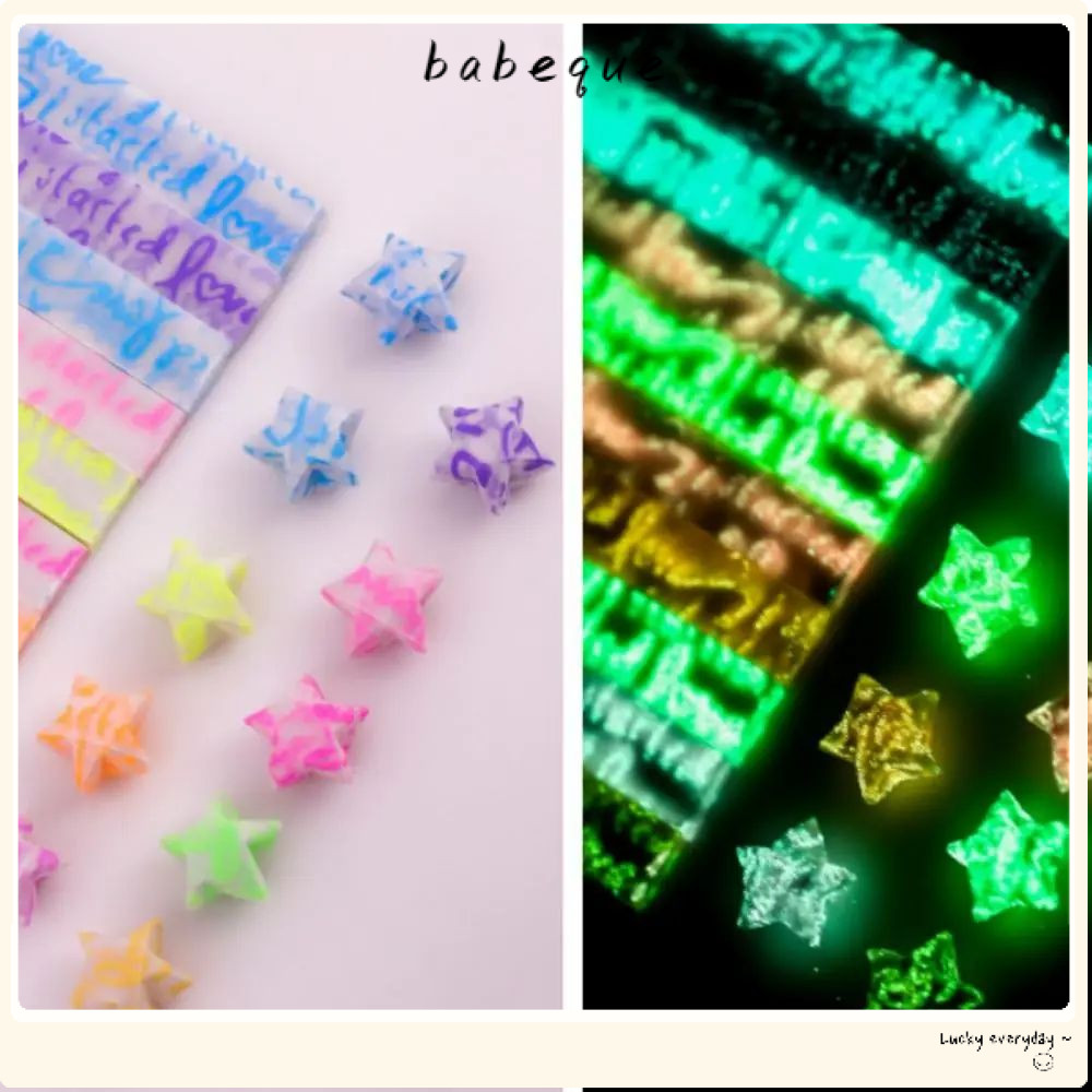 Babeque 1 ชุด/210 แผ่น Luminous Origami Stars แถบกระดาษ, ความหนา ...
