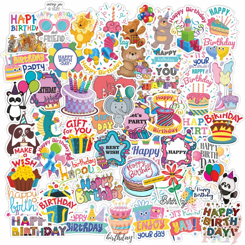 Happy Birthday Series 03 Stickers 50Pcs/Set DIY Fashion Waterproof ...