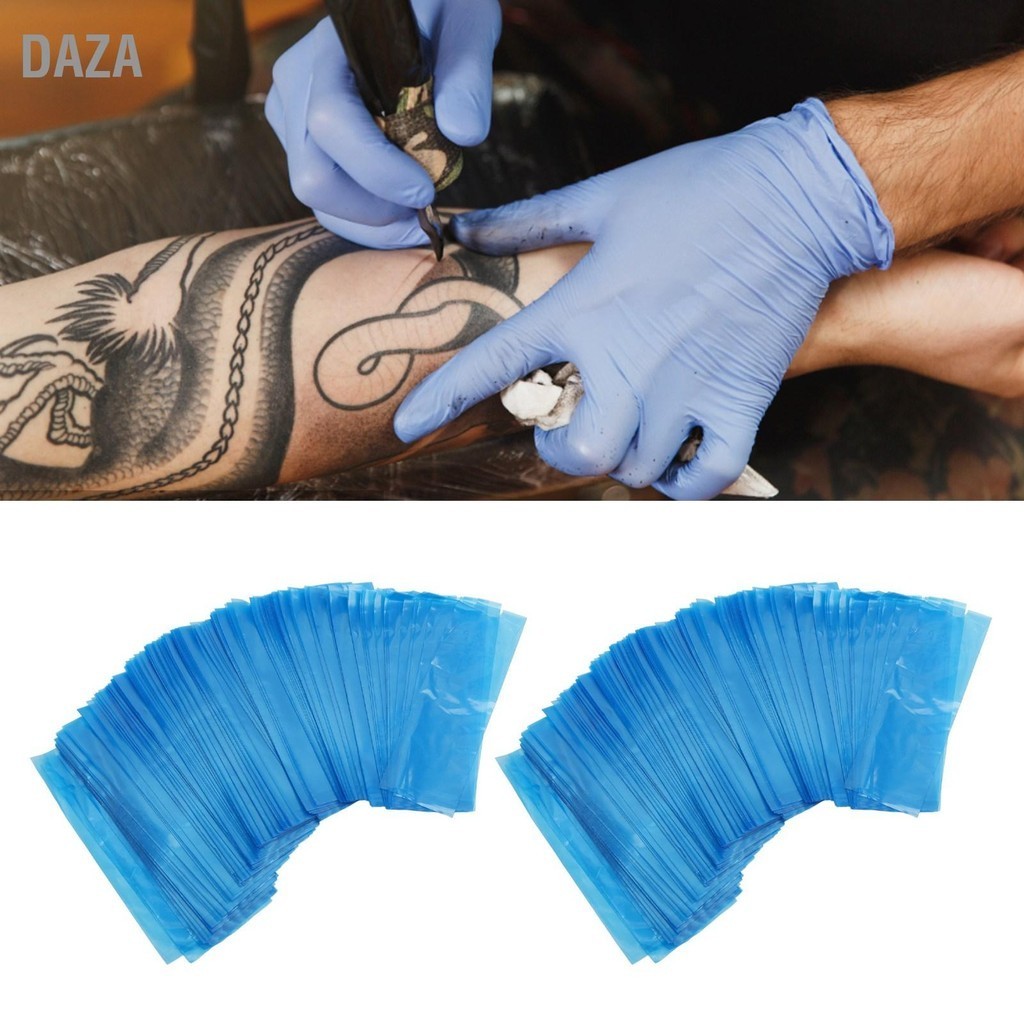 DAZA 400 ชิ้น Tattoo ปากกาครอบคลุมกันน้ำสีฟ้าความแข็งแรงสูง Static ฟรี ...