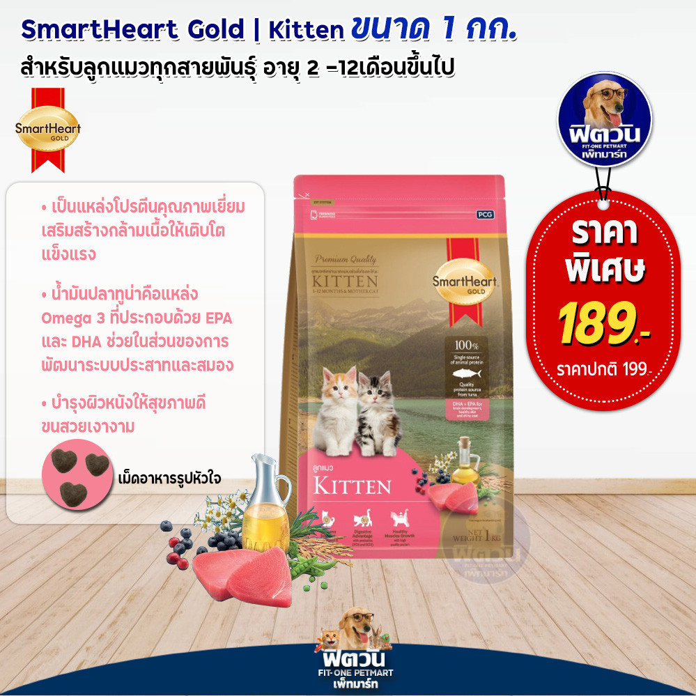 Smart heart Gold Kitten 1Kg{อาหารแมวเม็ด} | Shopee Thailand