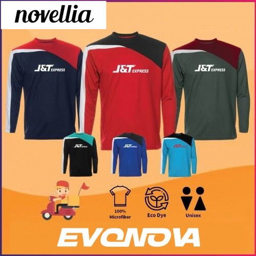 พร้อมส่ง เสื้อยืดแขนยาว J&T Express Rider JNT จัดส่งเสื้อผ้า ไมโครไฟ ...
