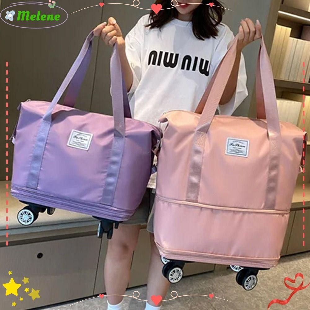 Melene กระเป๋าถือ กระเป๋าสะพายไหล่ แบบพับได้ หลายช่อง พร้อมล้อลาก ...