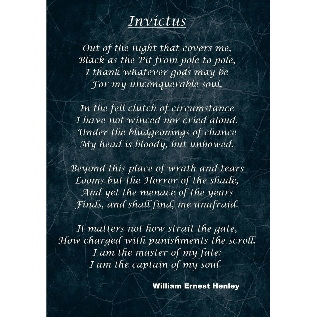 โปสเตอร์ Invictus Poem Inspirational Quote Art Silk ขนาด 24x36 นิ้ว ...