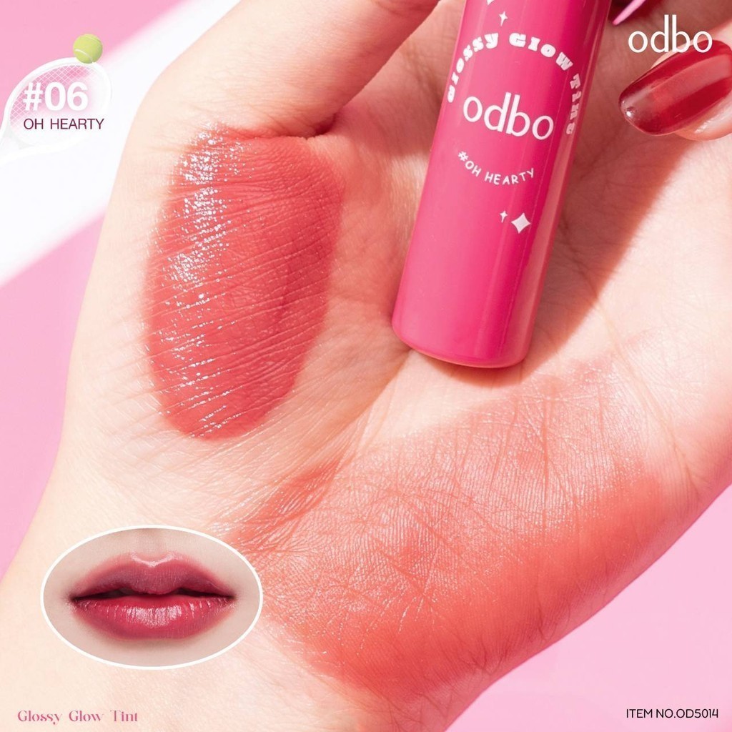 ♦️ของแท้·ส่งด่วน·ถูก♦️Odbo Glossy Glow Tint Lip #OD5014 : โอดีบีโอ กลอสซี่ โกลว์ ทินท์ ลิปจุ่ม x ...