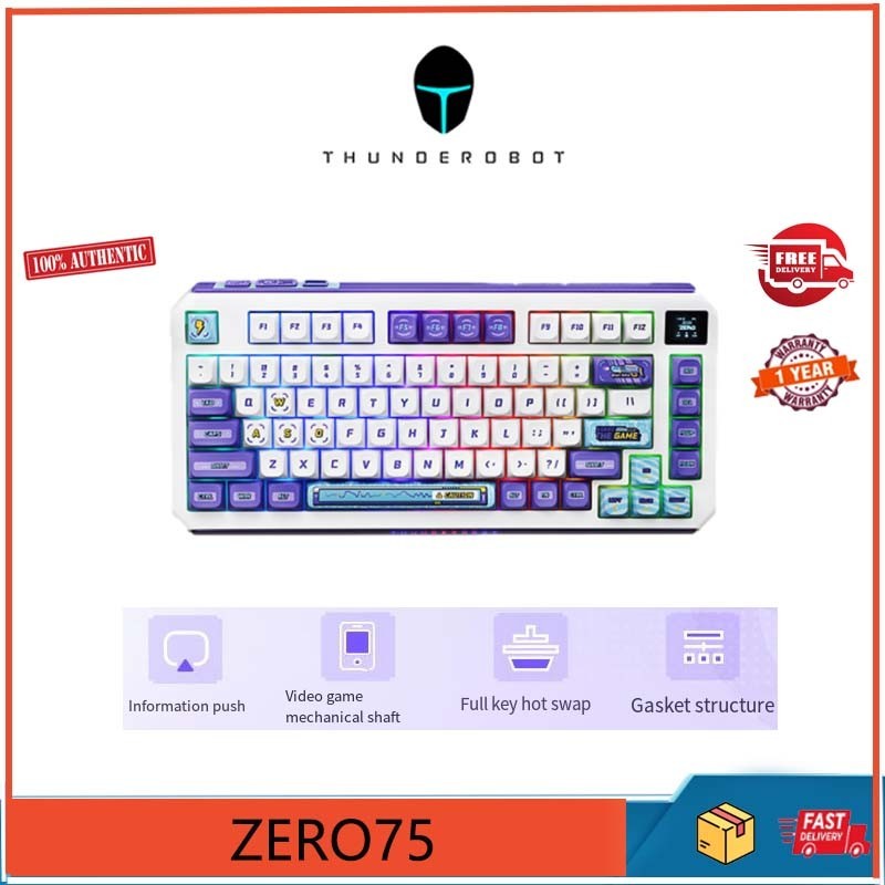 Thunderobot ZERO75 ปะเก็นอัจฉริยะ หน้าจอเดี่ยว PBT อัพเกรดความร้อน ระยะไกล | Shopee Thailand