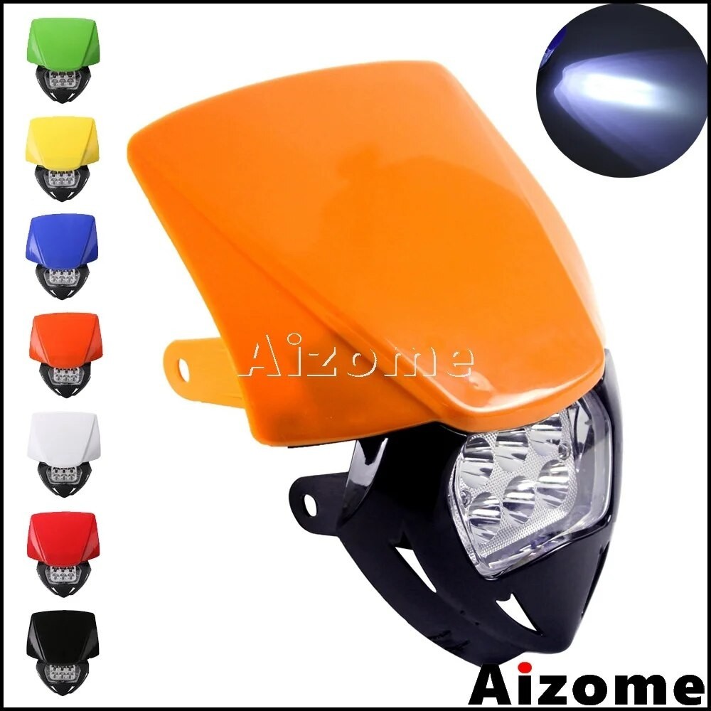 AI Universal Motorcycle LED Headlamp Mask Headlight For Kawasaki Honda ...