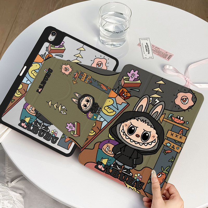 [เคส Ipad ปรับได้ 360 องศา] การ์ตูนน่ารัก Labubu เหมาะสําหรับอะคริลิค ...