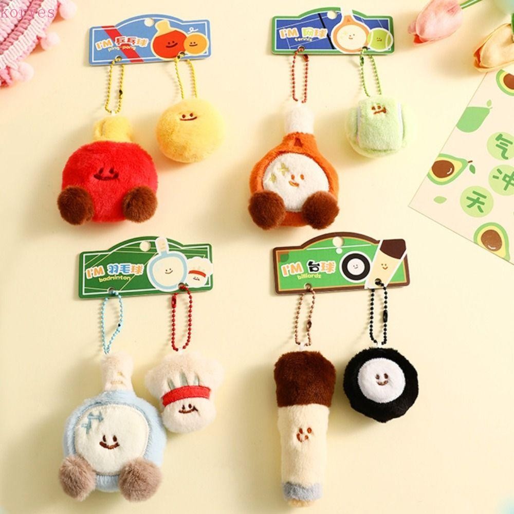 Koryes Racket Plush จี้,บิลเลียดปิงปองตุ๊กตาพวงกุญแจ,หวาน Plushies นุ่ม ...