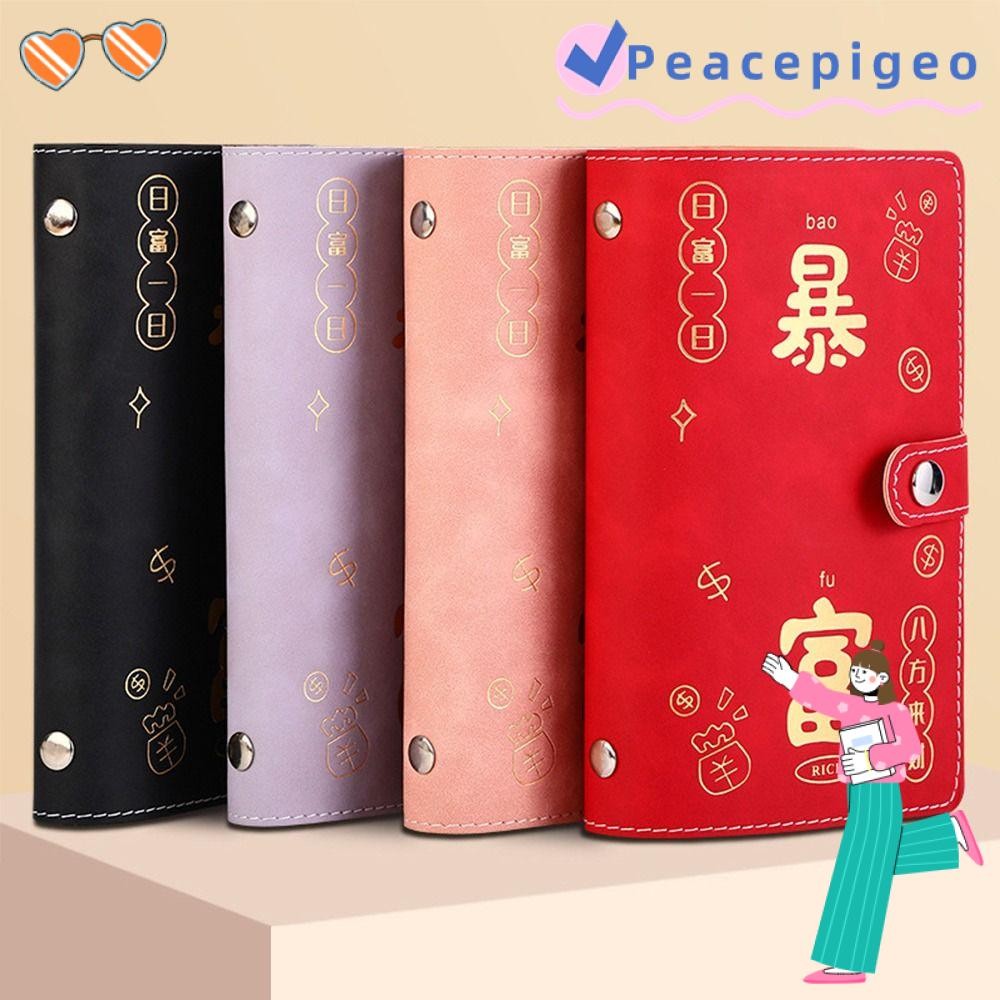 Peacepigeo 100 ซองประหยัดเงิน Challenge รับ Rich Overnight PU Mini Binder Saving Challenge, กัน ...