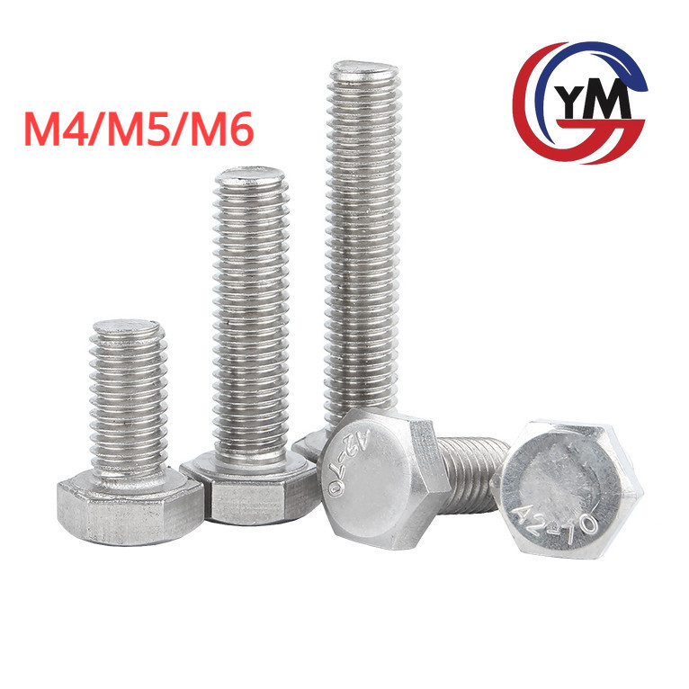 [YMH1] M4/M5/M6 น็อต สกรู หัว 6 เหลี่ยม โบลท์ สแตนเลส 304 เกลียวมิล ตลอด หยาบ M8 / Hexagon Head ...