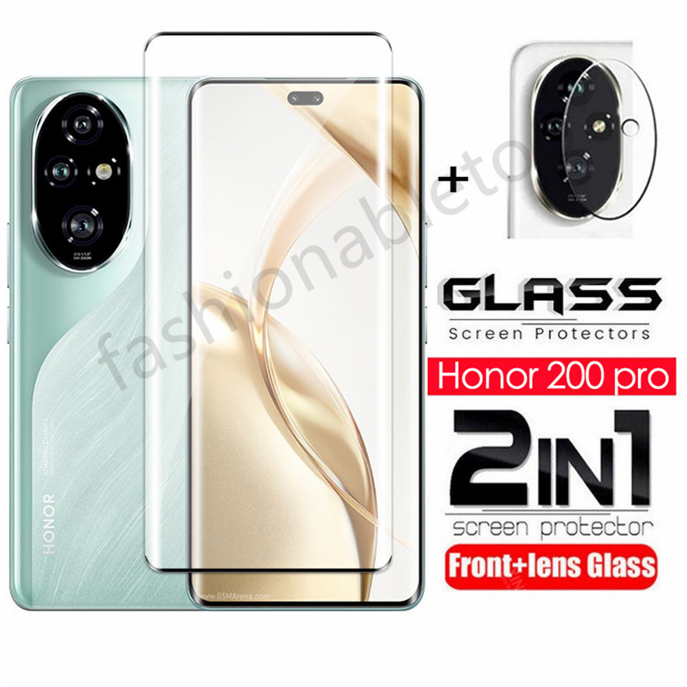 2 in 1 ป้องกันหน้าจอฟิล์มกระจกนิรภัยสําหรับ Honor 200 pro Lite 200pro 200Lite Honor200 pro ...