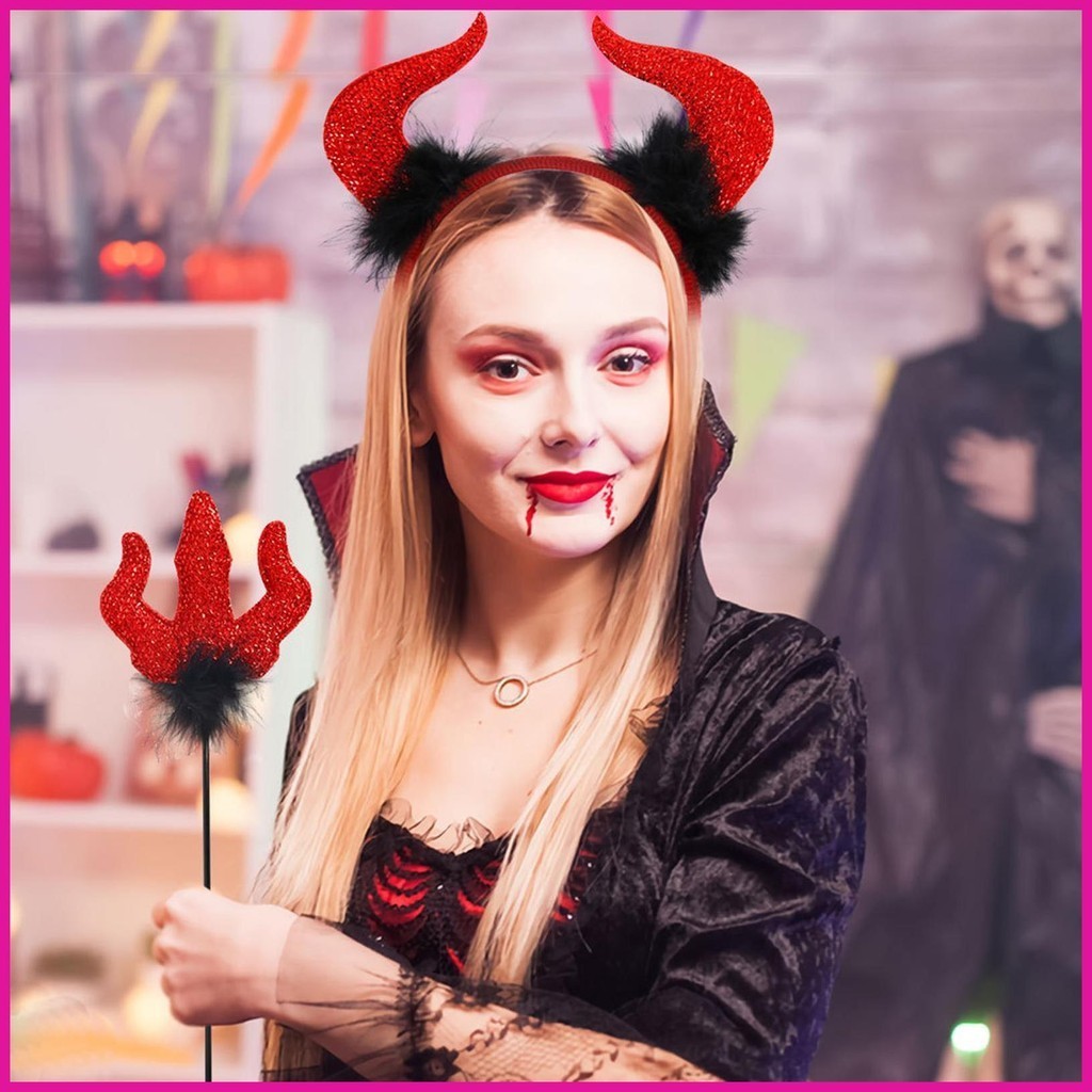 ฮาโลวีน Devil Horns ฮาโลวีน Glitter คอสเพลย ์ อุปกรณ ์ เสริมผมชุด ...