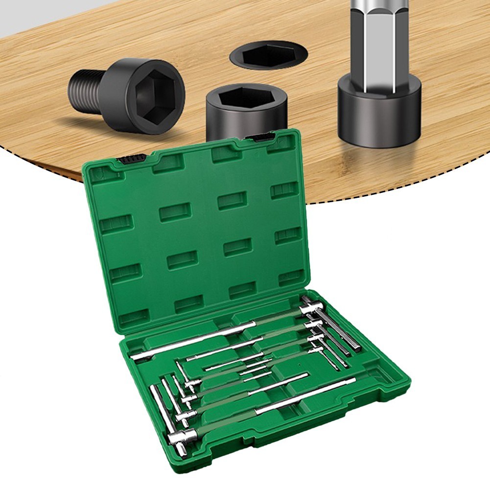 6 ใหม่็ด⚡8 ชิ้น T-Shaped Spanner ชุดความเร็วสูงหมุนหกเหลี่ยมเลื่อน Rod ...